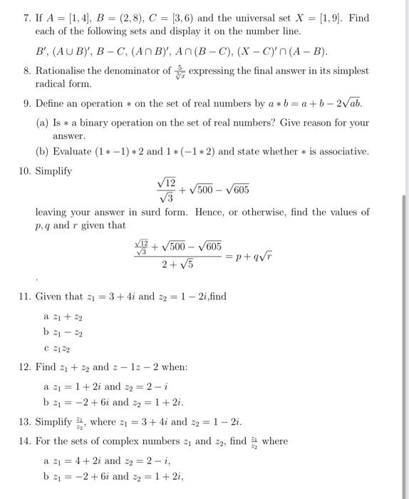 Solved 1. Let E= Whole numbers less than 11,A={0,2,4,6,8} | Chegg.com