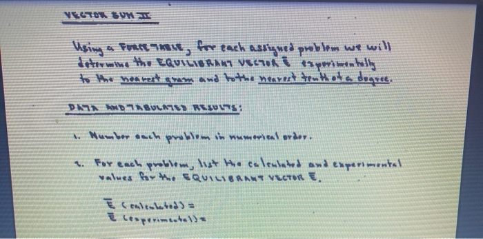 Solved Title: Vector Sumi Purpose: To mathematically | Chegg.com