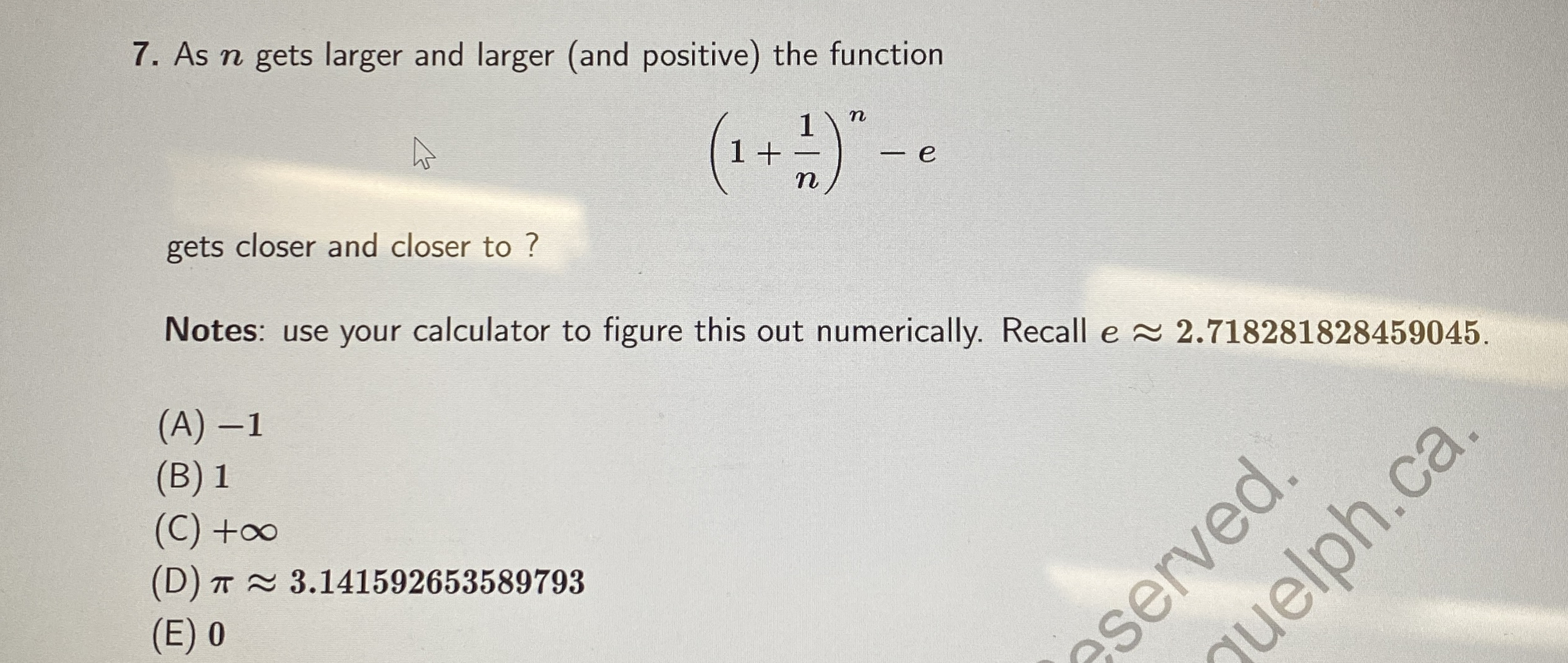 Solved As n ﻿gets larger and larger (and positive) ﻿the | Chegg.com