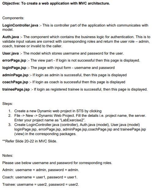 Solved Objective: To create a web application with MVC | Chegg.com