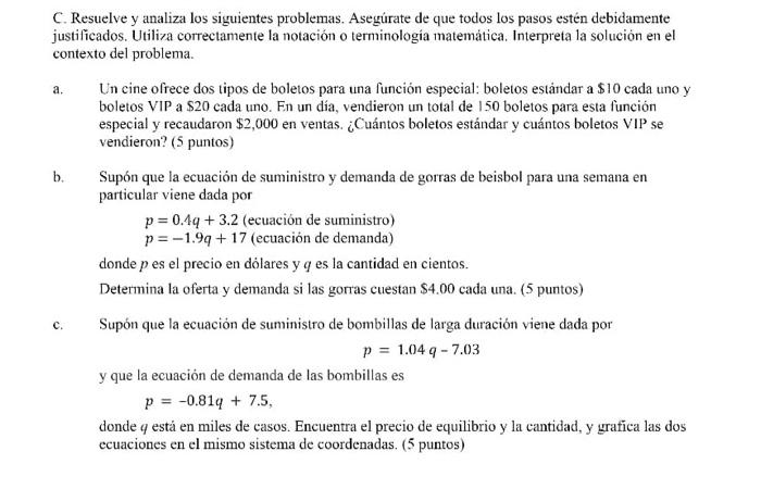Solved C. Resuelve y analiza los siguientes problemas. | Chegg.com