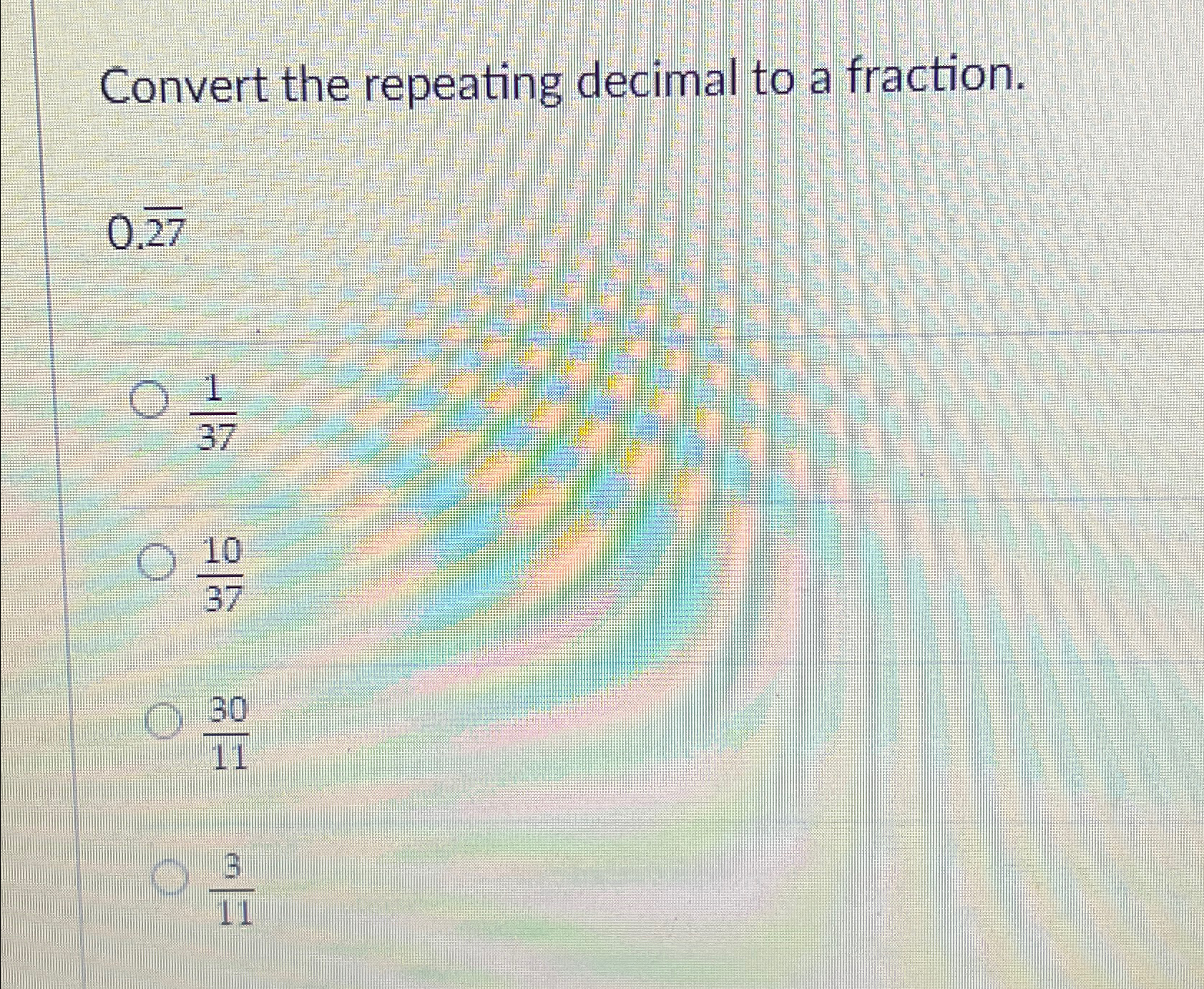 Solved Convert the repeating decimal to a fraction. | Chegg.com