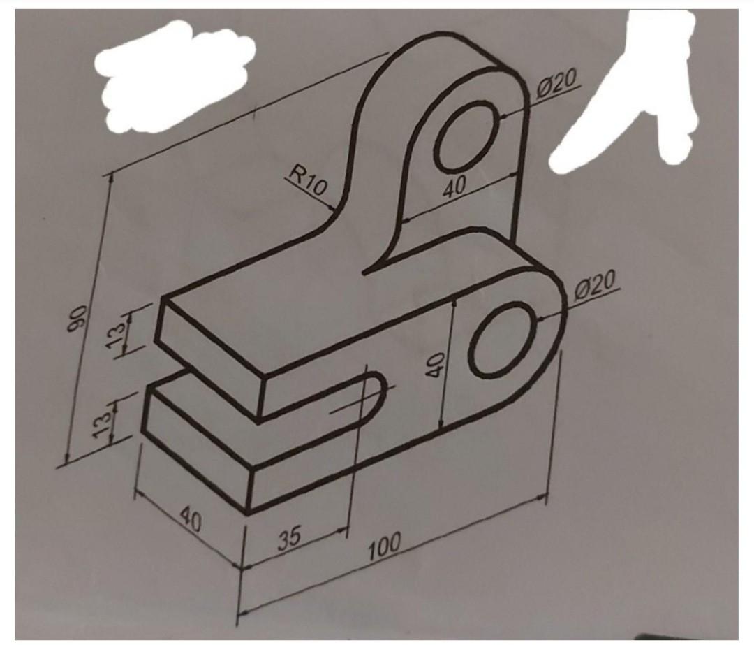 Solved autocad drawing 2d projection , section line to front | Chegg.com