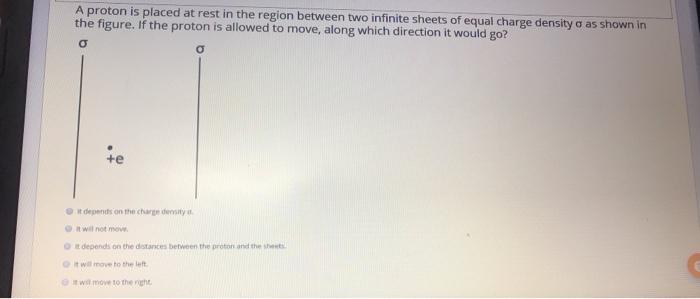 Solved A proton is placed at rest in the region between two | Chegg.com