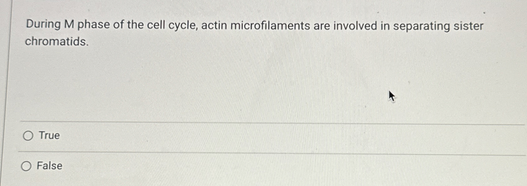 Solved During M ﻿phase of the cell cycle, actin | Chegg.com