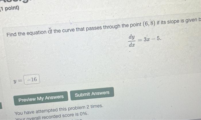 Solved Find the equation off the curve that passes through | Chegg.com