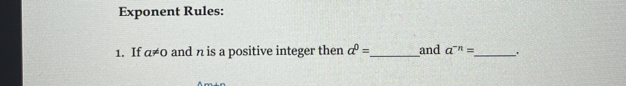 Solved Exponent Rules:If a≠0 ﻿and n ﻿is a positive integer | Chegg.com