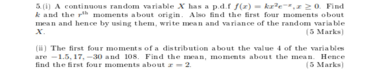 Solved (i) ﻿A continuous random variable x ﻿has a p.d.f | Chegg.com