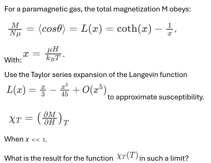 Solved For a paramagnetic gas, the total magnetization M | Chegg.com