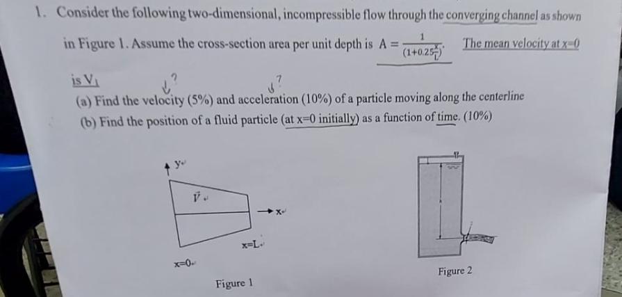 Solved fluid mechanics class... Consider the following | Chegg.com