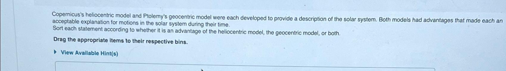 Solved Copernicus's heliocentric model and Ptolemy's | Chegg.com