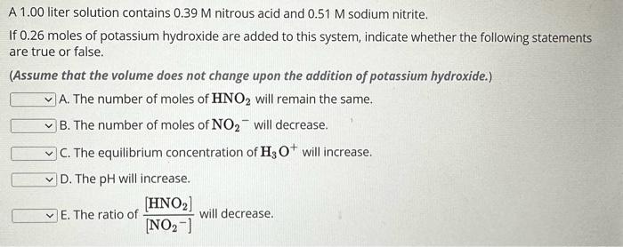 Solved A 1.00 liter solution contains 0.30 moles | Chegg.com