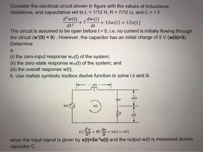 Solved Consider the electrical circuit shown in figure with | Chegg.com