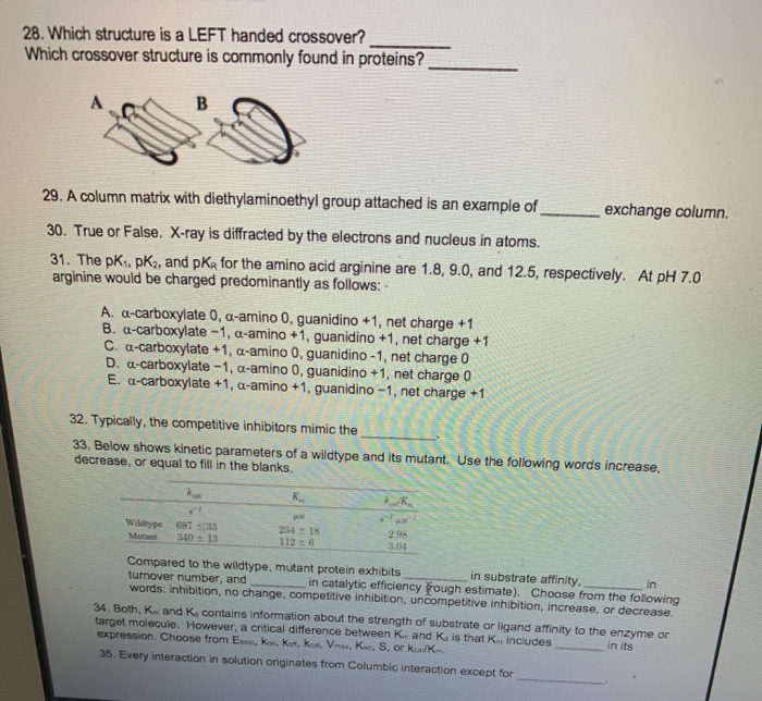 Solved 28. Which structure is a LEFT handed crossover? Which | Chegg.com