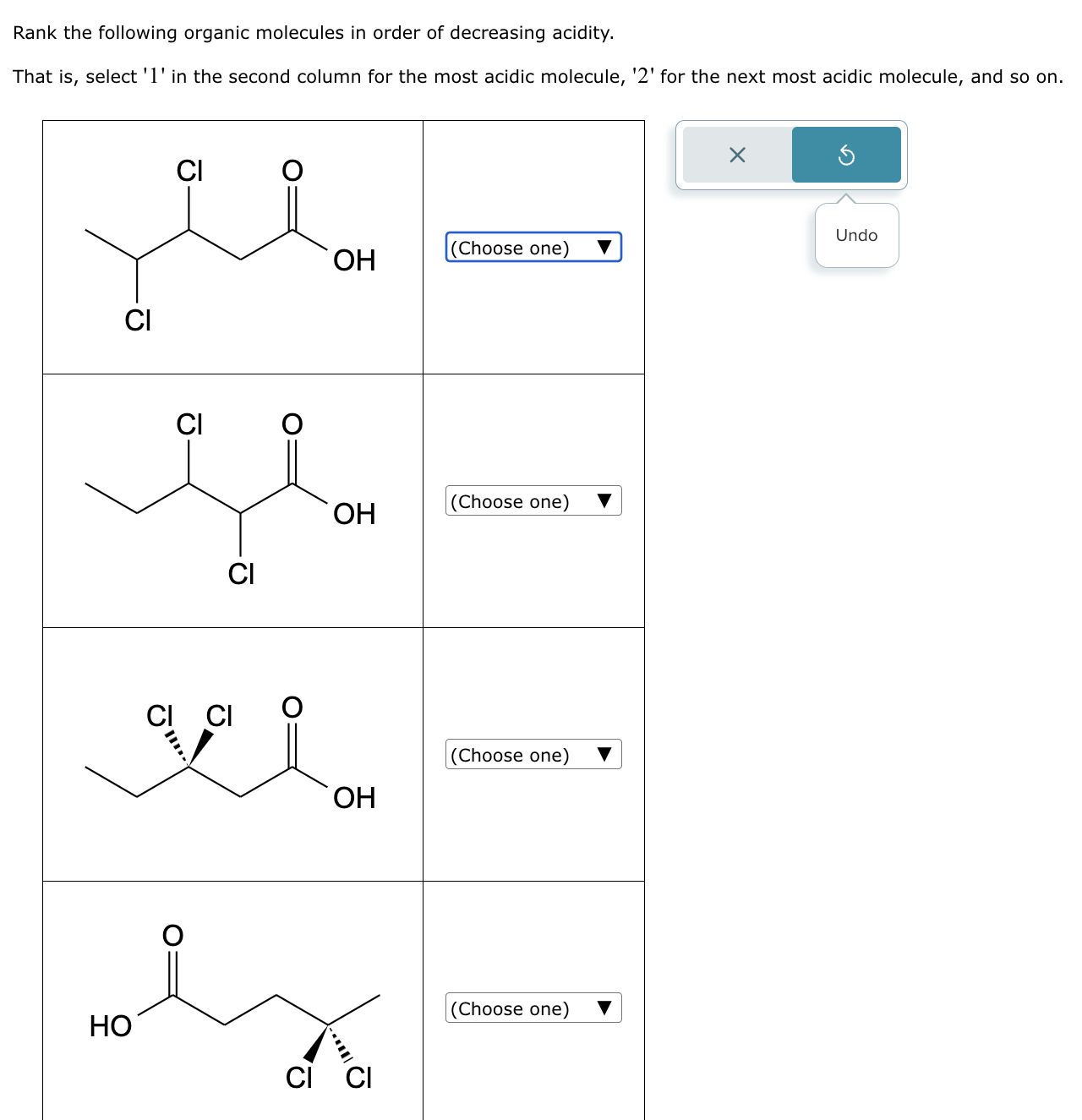 Solved Rank the following organic molecules in order of | Chegg.com