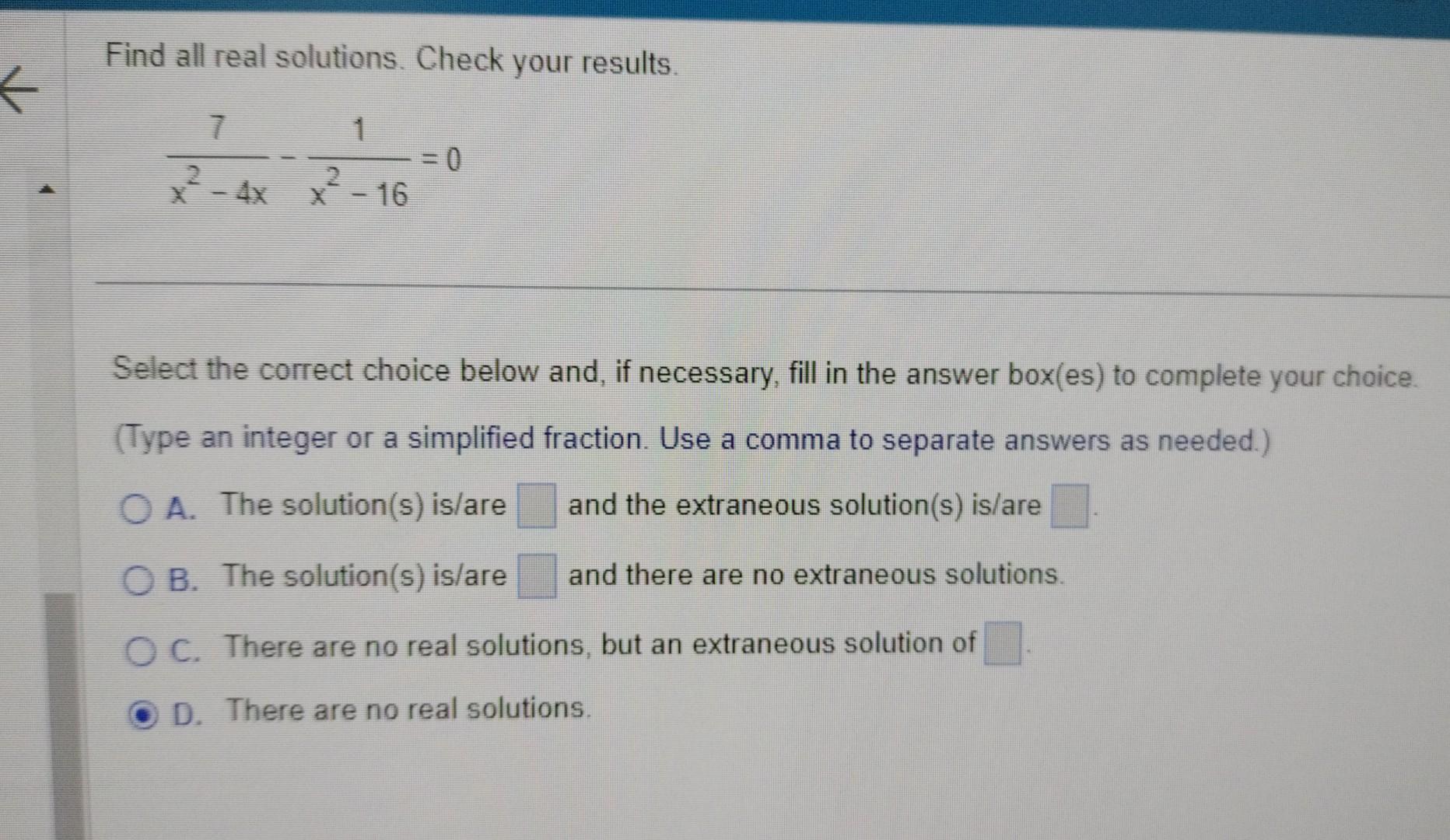 Solved Find all real solutions. Check your results. | Chegg.com