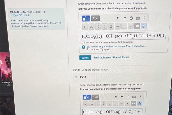 Solved Enter a chemical equation for the first ionization | Chegg.com