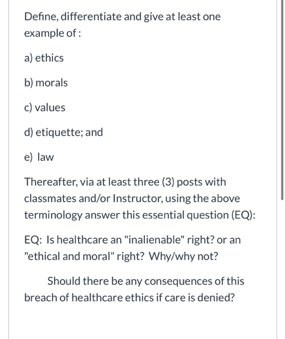 Solved Define, differentiate and give at least one example | Chegg.com