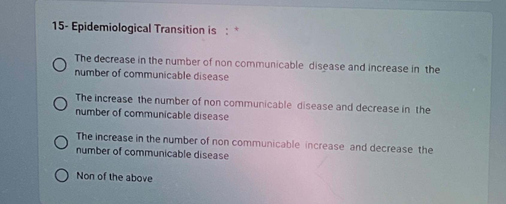Solved 15- ﻿Epidemiological Transition is :The decrease in | Chegg.com