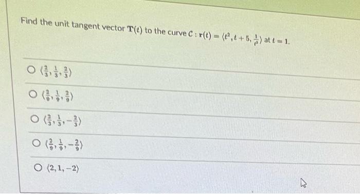 Solved Find the unit tangent vector T(t) to the curve | Chegg.com