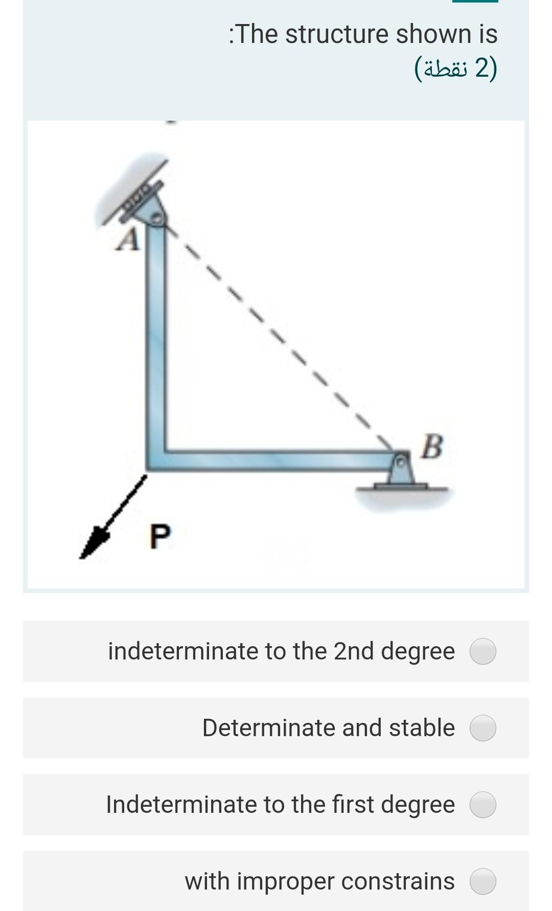 Solved :The structure shown is 2 (2 نقطة) B indeterminate to | Chegg.com