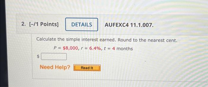 Solved Calculate the simple interest earned. Round to the | Chegg.com