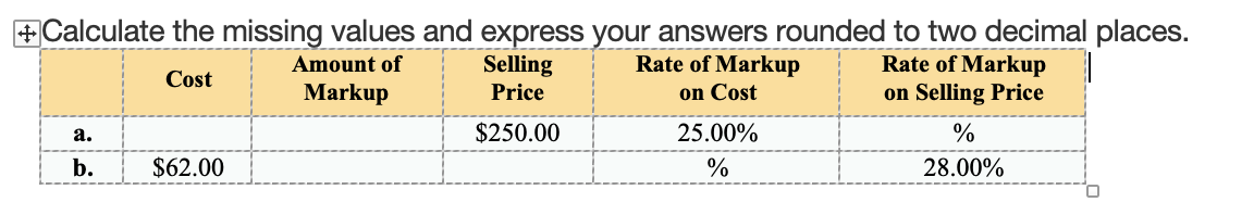 Solved ‡Calculate the missing values and express your | Chegg.com
