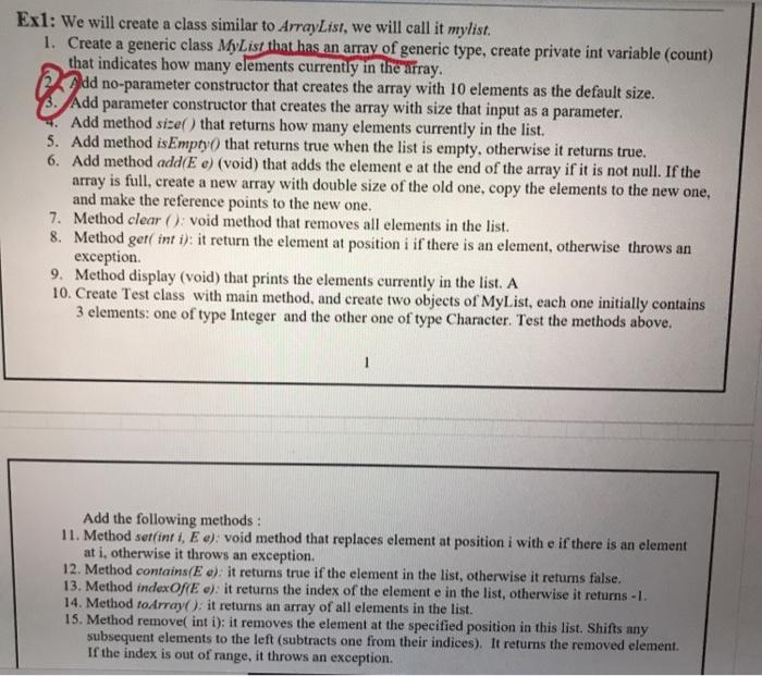 Solved Assignment To the class MyList, add the following | Chegg.com