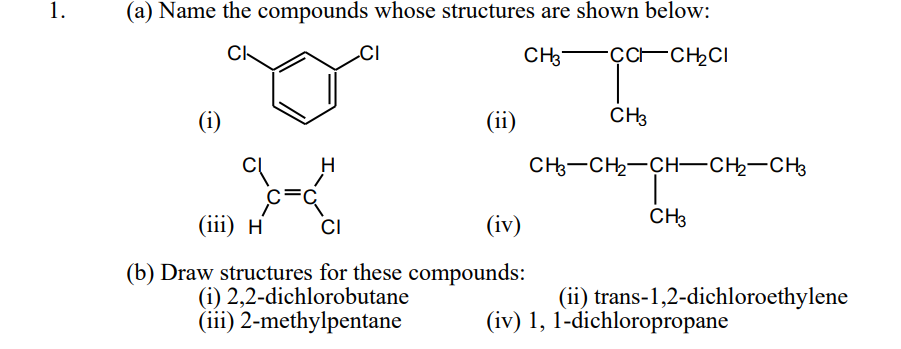 Solved (a) ﻿Name the compounds whose structures are shown | Chegg.com