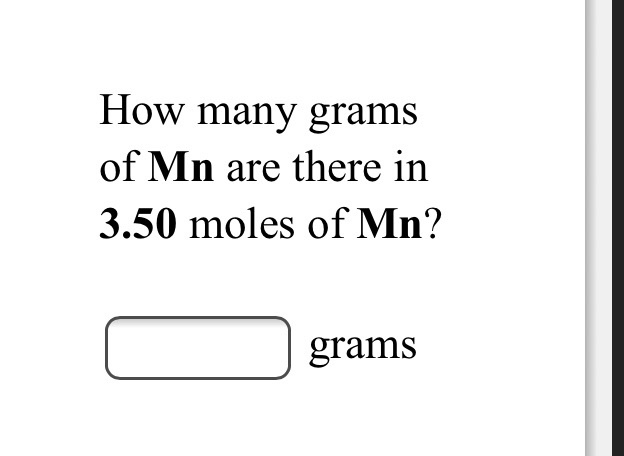 Solved How many grams of Mn are there in 3.50 moles of Mn? | Chegg.com
