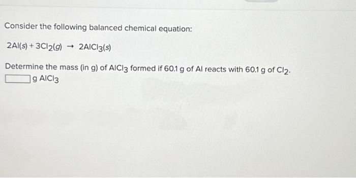 Solved Consider the following balanced chemical equation: | Chegg.com