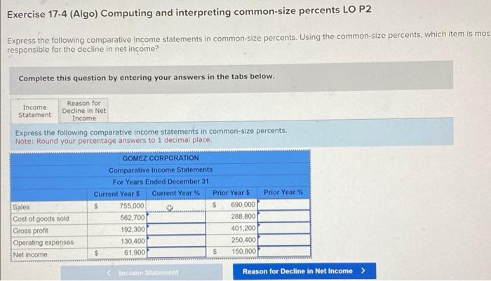 Solved Exercise 17-4 (Algo) Computing and interpreting | Chegg.com