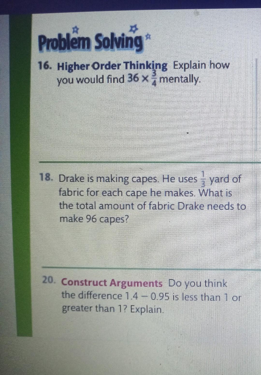 Solved H Problem Solving 16. Higher Order Thinking Explain | Chegg.com