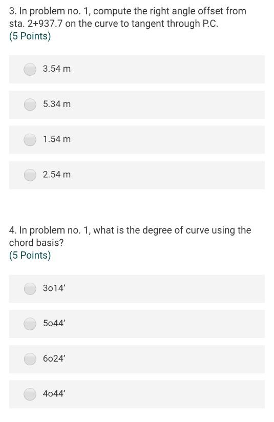 Solved 1. A simple curve has an angle of intersection of | Chegg.com