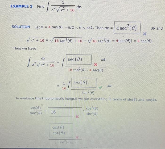 Solved EXAMPLE 3 Find ∫x2x2+161dx SOLUTION Let | Chegg.com
