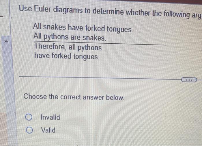 Solved Use Euler diagrams to determine whether the following | Chegg.com