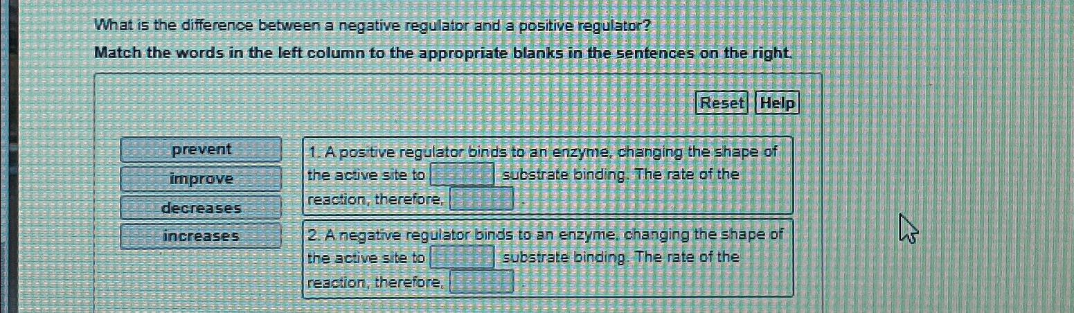 Solved What is the difference between a negative regulator | Chegg.com