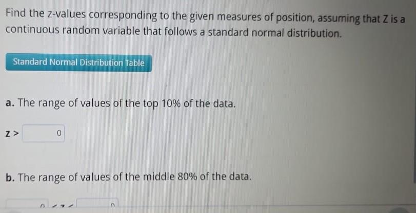 Solved Find the z-values corresponding to the given measures | Chegg.com