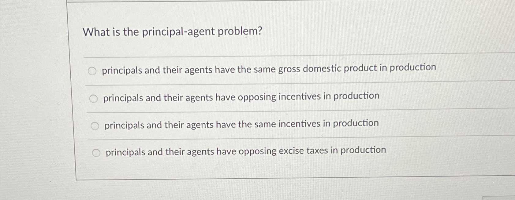 Solved What is the principal-agent problem?q,principals and | Chegg.com