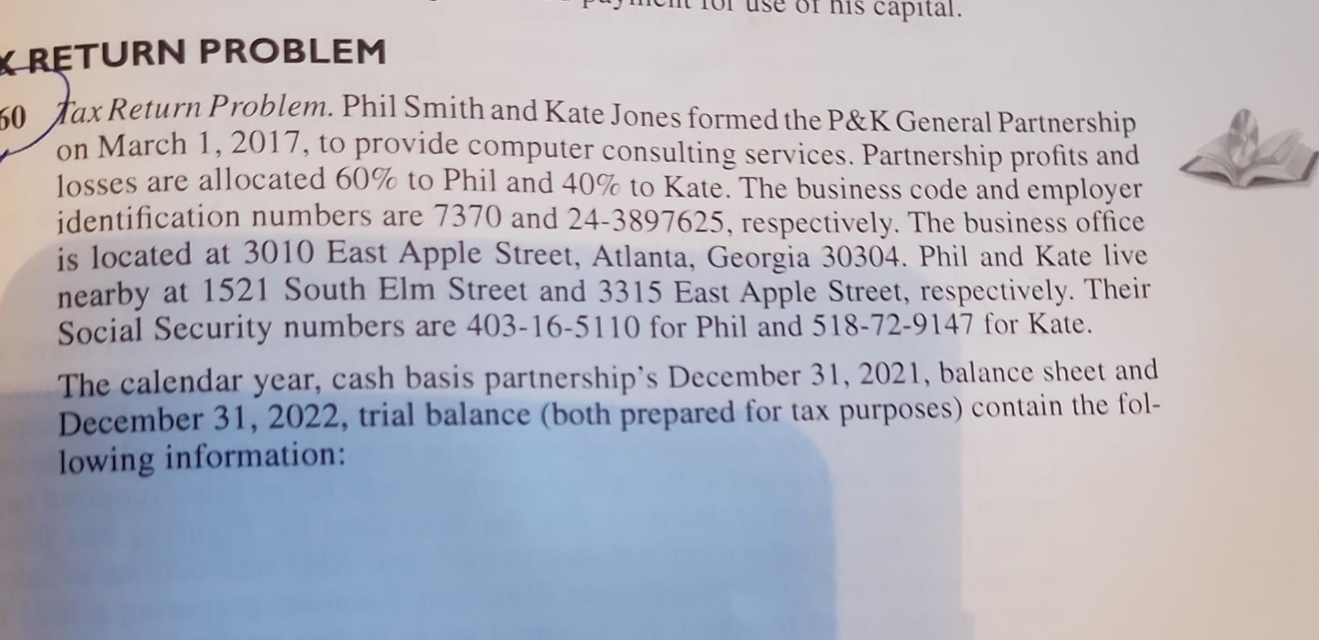 RETURN PROBLEM tax Return Problem. Phil Smith and | Chegg.com
