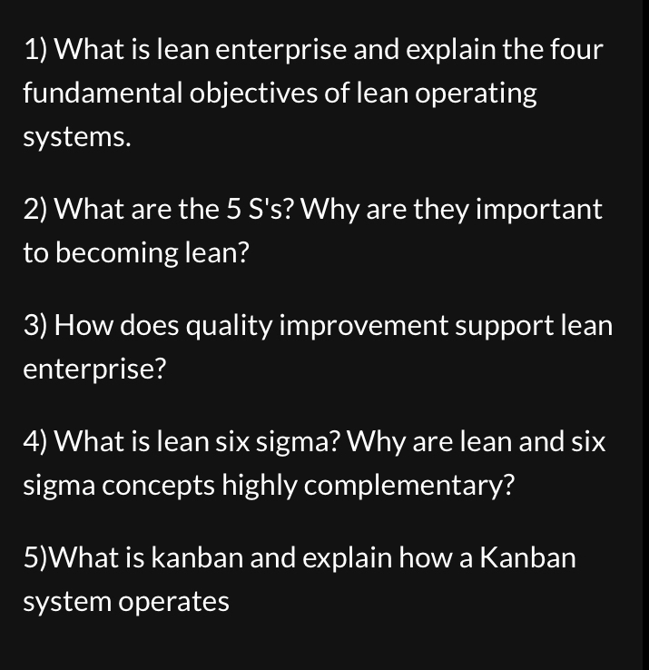 Solved What is lean enterprise and explain the four | Chegg.com