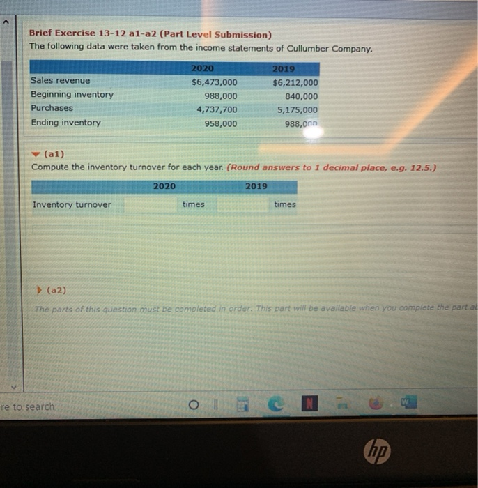 Solved Brief Exercise 13-12 al-a2 (Part Level Submission) | Chegg.com