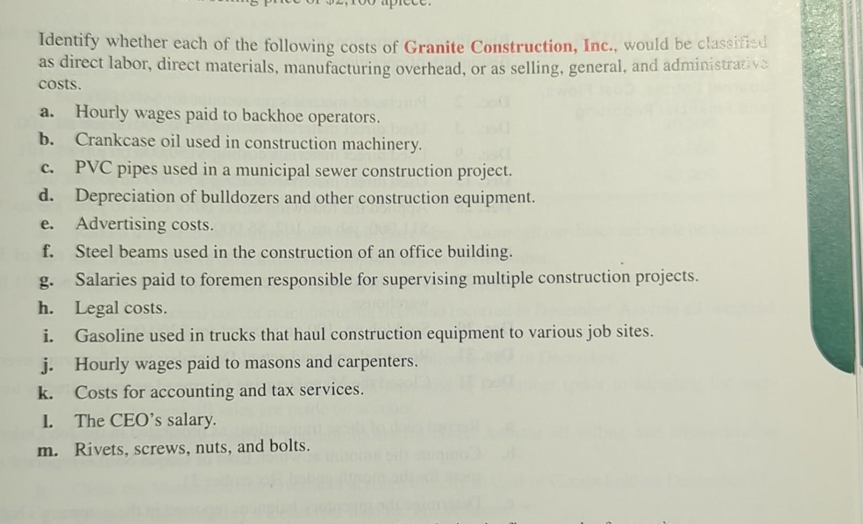 Solved Identify whether each of the following costs of | Chegg.com