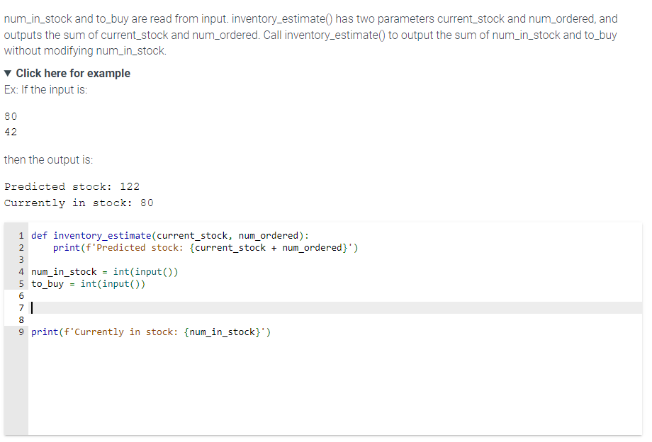 Solved num_in_stock and to_buy are read from input. | Chegg.com