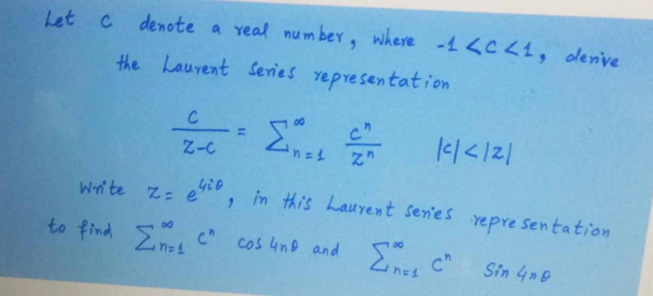 Solved Let c denote a real number, where -1 | Chegg.com