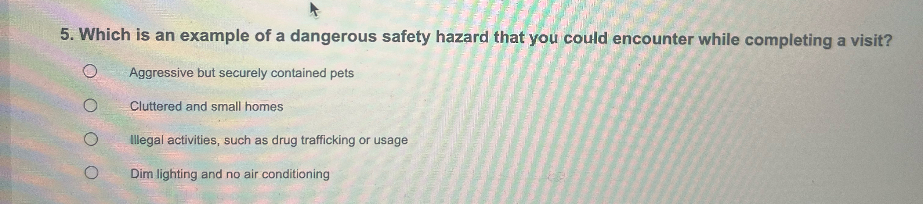 Solved Which is an example of a dangerous safety hazard that | Chegg.com