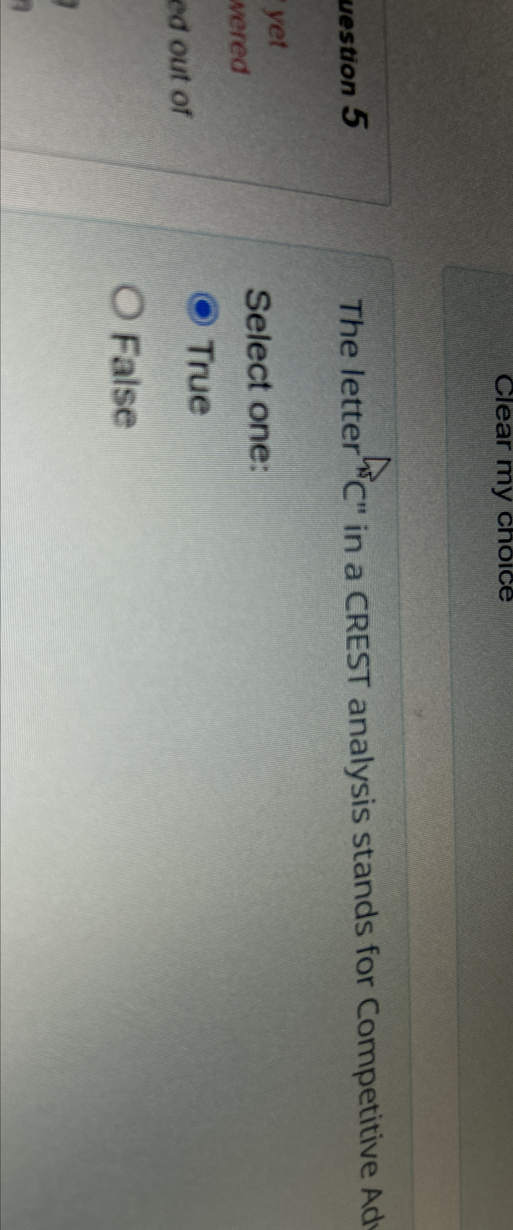 Solved The letter C" ﻿in a CREST analysis stands for | Chegg.com