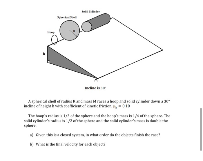 Solved Solid Cylinder Spherical Shell Incline is 30° A | Chegg.com