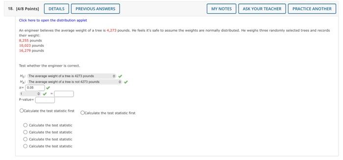 Solved Click here to open the distribution applet An | Chegg.com