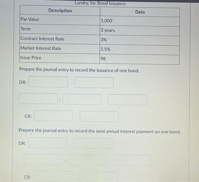 Solved Prepare the journal entry to record the issuance of | Chegg.com